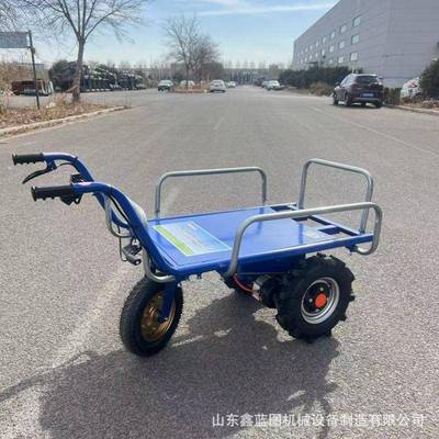 充电型省推式平板运输车带搬栏杆农田手化肥力物料电动助YUK力运