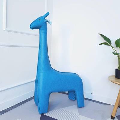 卡通凳萌椅宠皮摆革小鹿座长红颈鹿儿童沙发动物网坐凳客RZJ厅落