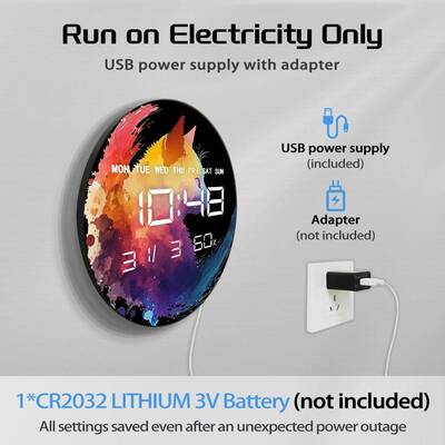 抽象彩猫子咪简约客厅挂钟电多功能家用DZA-0136时带温钟度湿度色