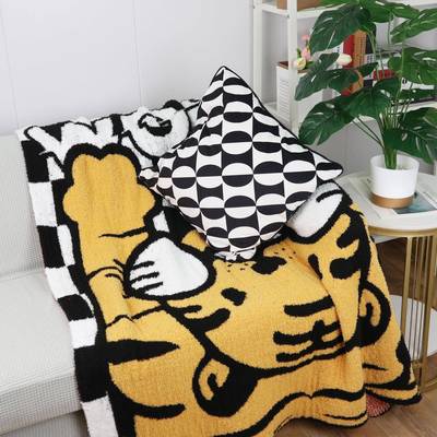 a卡通小暖老虎类母婴级保半边绒毛毯室卧午睡可爱办公室披xlh7411