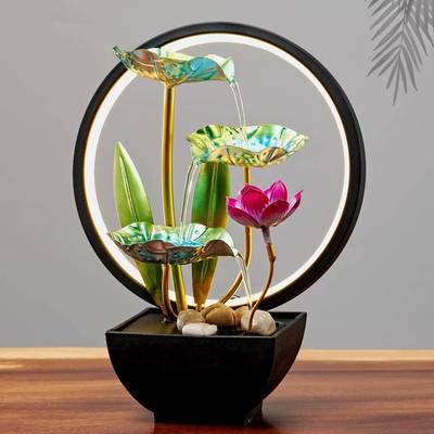 荷塘色月流摆件办循环水公室电视柜玄水关HVO客厅桌面轻奢装饰品