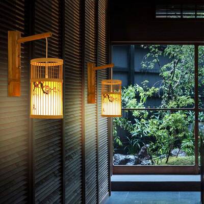 竹壁灯中式竹艺灯编意个民性宿茶室餐厅CD100196饭创店走廊东南亚