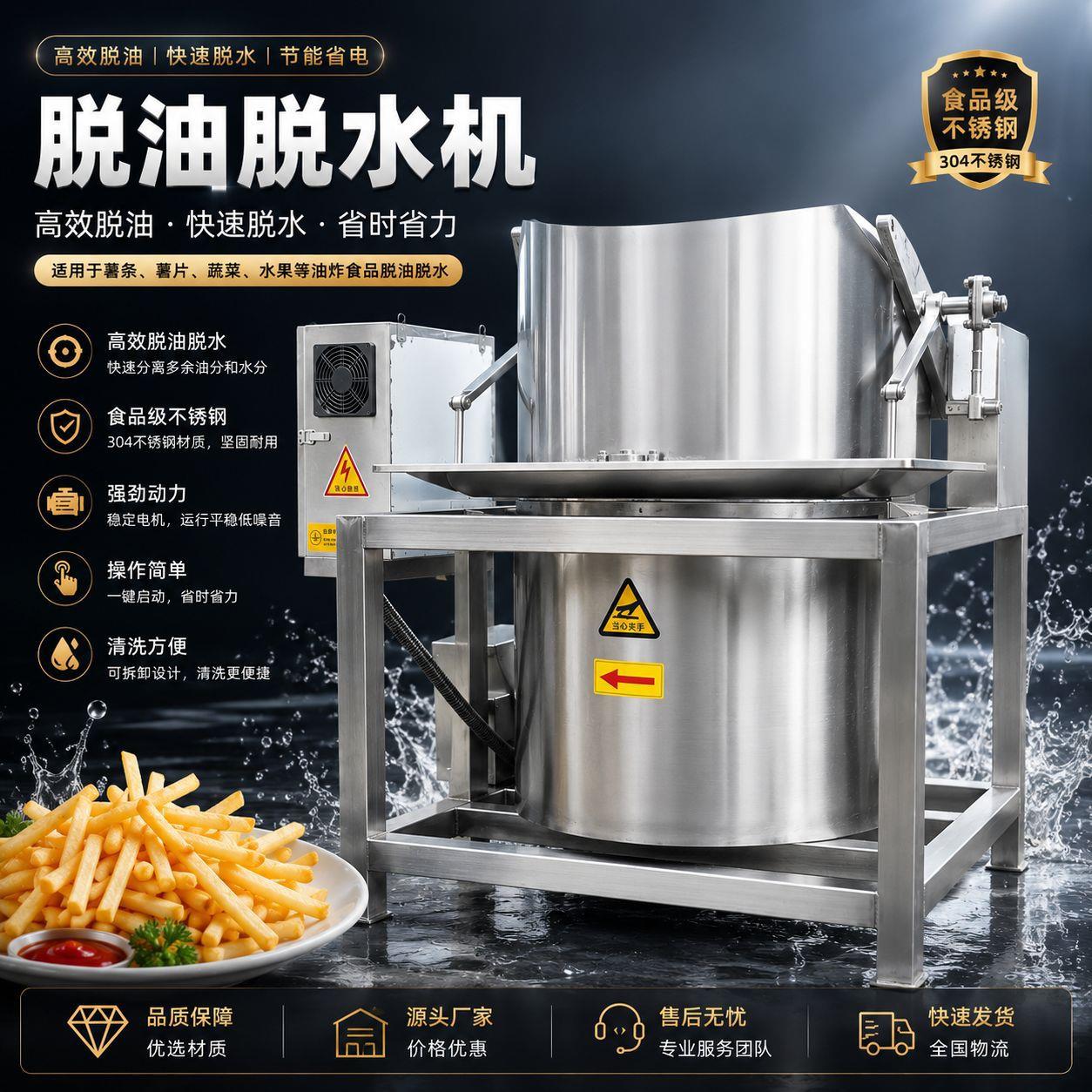 全自动脱油机 薯片薯条脱油设备 油炸食品速甩油机 食品加工流