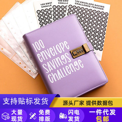 100 Envelope Challenge情侣100天挑战信封存钱活页夹密码储蓄本