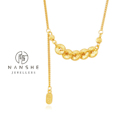 NANSHE/南奢 铜合金 龙鳞五帝钱项链 金色碎碎冰项链 L966