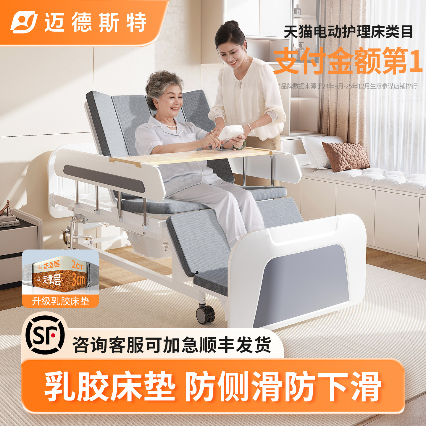 【阿里健康自营】迈德斯特手动病床老人护理床瘫痪病人家用医疗床
