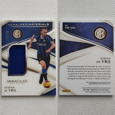 Panini 2020 IMM高端 德弗赖 VRIJ 球员亲穿球衣物料 球星卡 周边