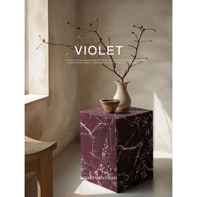 某某严选现代轻奢紫罗纯大理石边几沙发角几客厅茶几卧室置物架