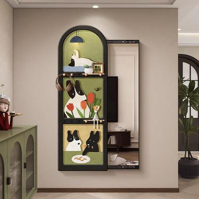 洞多形巴胺复古可推拉隐藏式全穿身镜装饰画洞板隐试YS52291-衣镜