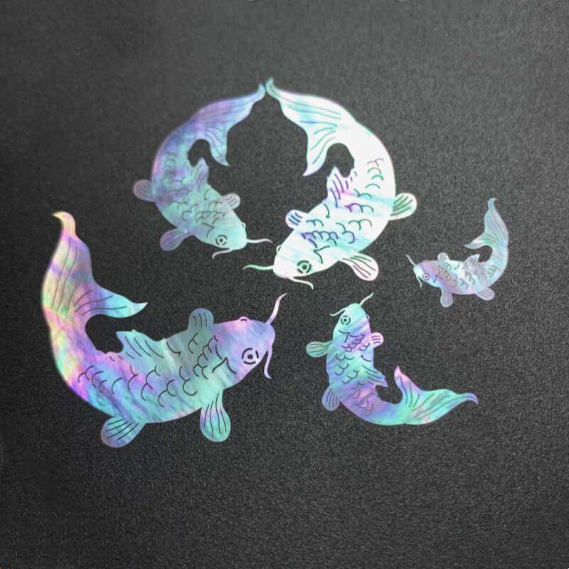 鲤鱼螺钿片锦鲤大漆螺钿片白蝶贝片漆器漆画漆艺传统纹样镶嵌材料