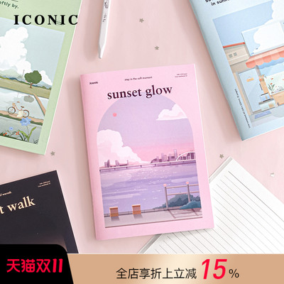 韩国ICONIC ILSANGJIP插画封面A5横线笔记本轻薄便携记事本学生作业刷题高颜值创意软面抄进口原纸内页