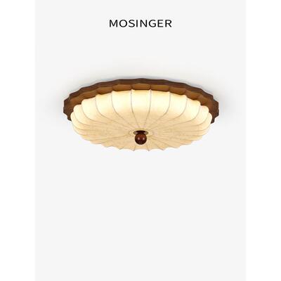 Wabi-Sabi风格中世纪织物卧室吸顶灯法式南洋风格胡桃图案温暖覆