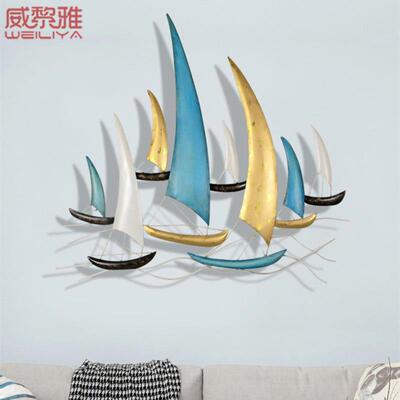 铁艺墙饰墙面挂北地中约海帆船壁饰WLY-0621欧现代简时尚壁墙上家