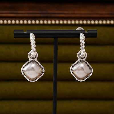 S925银针复古港风爱心麻花C字耳环个性ins风小众时髦设计耳饰