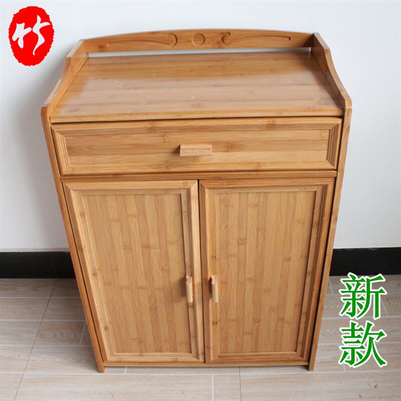 竹制茶水柜非实木餐边柜厨房柜碗柜微波炉餐厅置物柜阳台储物柜子