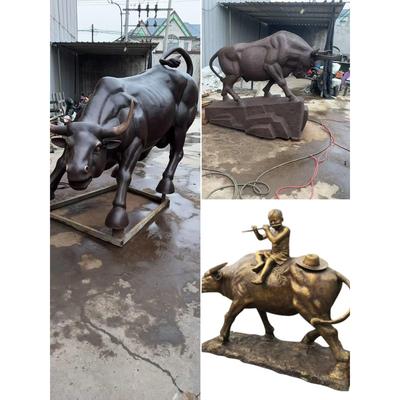 大型定制铸铜牛雕塑黄铜紫铜华尔街牛奋斗牛孺子牛耕牛室外景观