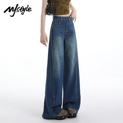 MJSTYLE美式复古深色牛仔裤女