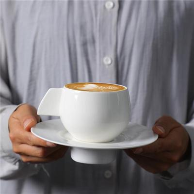 德化白瓷咖啡杯碟套装简约陶瓷杯马克杯下午茶创意浓缩咖啡杯水杯