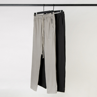 RO春夏正常档薄料纯棉针织休闲运动直筒百搭裤子黑灰绿男女情侣款