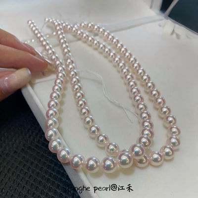 天然海水珍珠项链Akoya大点位满珠锁骨链 正圆极光天女百搭串链
