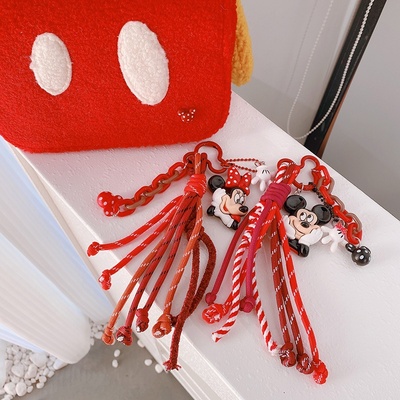 HD12136A07挂现新年红色款卡通编织绳创意车钥匙扣挂件包挂饰挂件