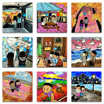 118张newmasus涂鸦油画棒防水贴画情侣日常幸福感爆棚卡通diy装饰