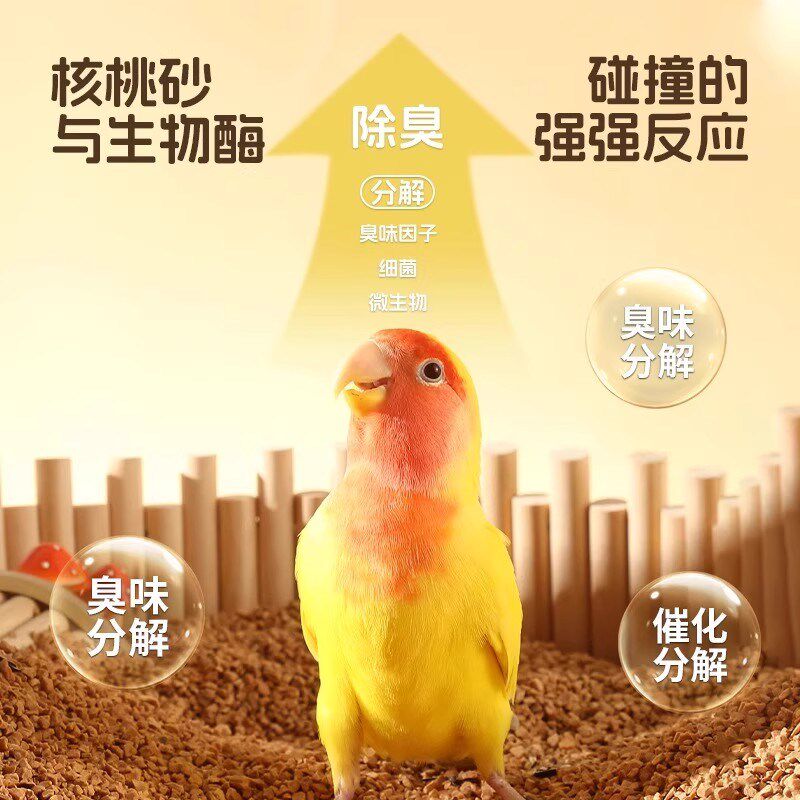 鹦鹉垫料天然核桃砂鸟类专用鸟笼粪便除臭木屑繁殖箱雏幼鸟屎用品