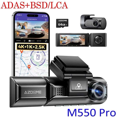 AZDOME行车记录仪三镜头记录仪4K+1080P+1440P内置WIFI GPS车轨迹