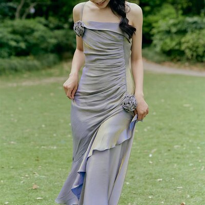 无线WUXIAN人鱼吊带大裙摆成人礼婚礼敬酒服宴会高端连衣裙礼服