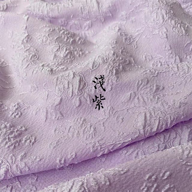 四面弹浮雕小玫瑰提花面料连衣裙礼服旗袍汉服春秋立体服装布料