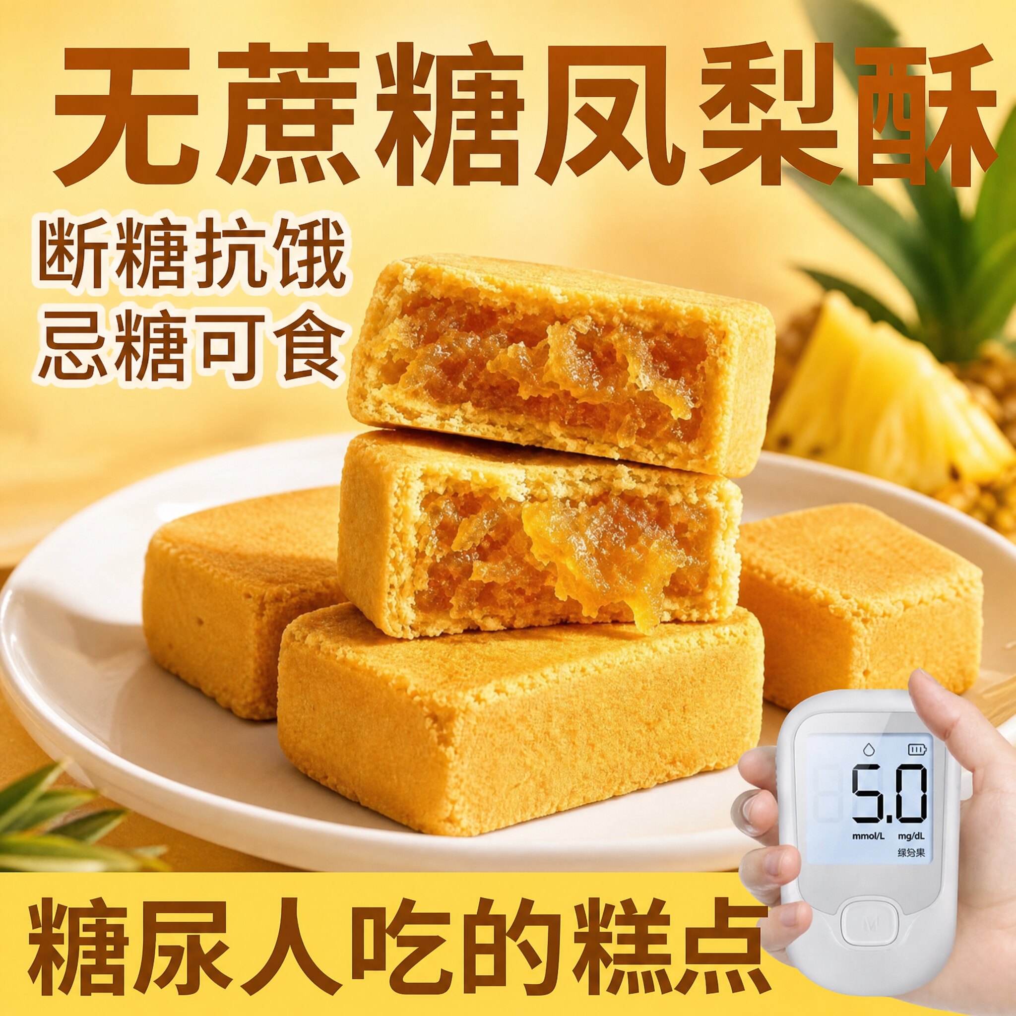 凤梨酥无蔗糖专用小零食品健康老人无添加蔗糖孕妇孕期控低糖人友