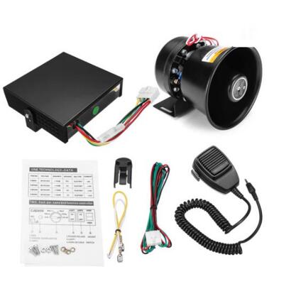 200W大功率车载黑钢喇叭18音警报器CJB200W主机带话筒12/24V
