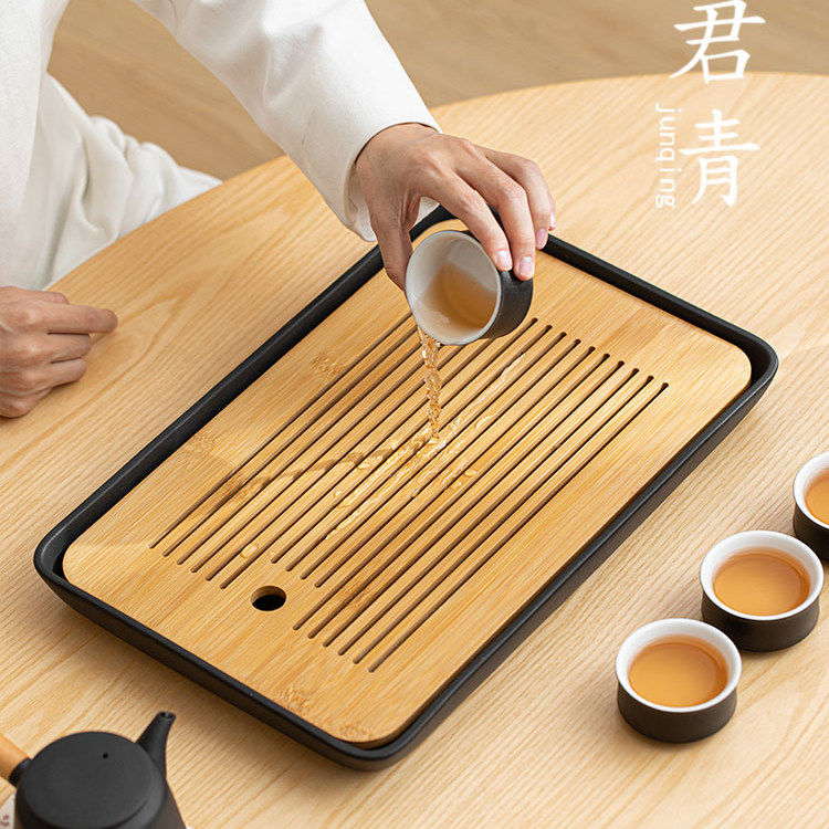 美拉德风陶瓷干泡盘功夫茶具套装家用办公室排水茶海高端精致托盘