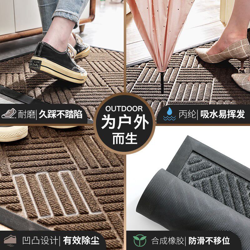 2021年大门朝西土黄色橡胶地垫门口防滑耐磨家用商用高档除尘脚垫