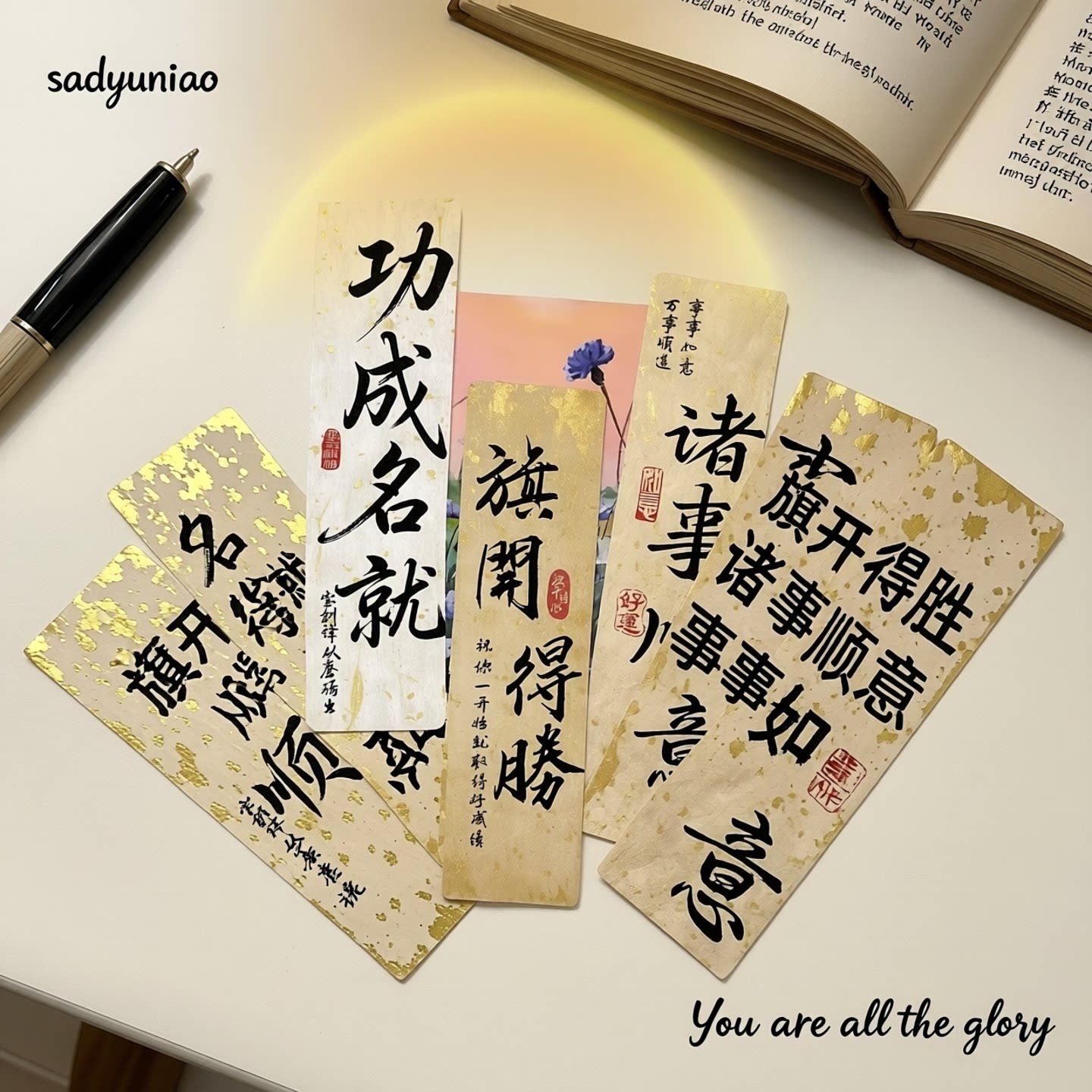 24张/盒烫金礼盒励志上岸书签考研高考复习笔记书籍装饰配件礼品
