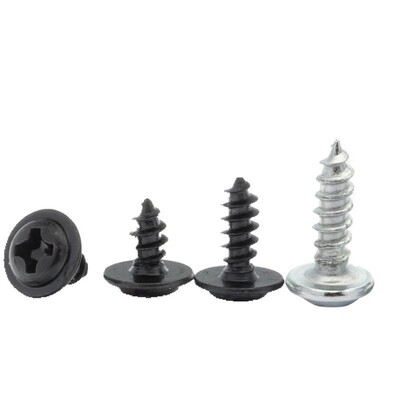 PWA镀镍圆头带垫自攻螺丝钉十字盘头带介子螺钉加大垫片M1.2M4