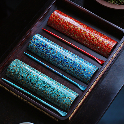 之舟茶则大漆茶勺茶铲红木勺子漆器檀木功夫茶具茶道配件1302