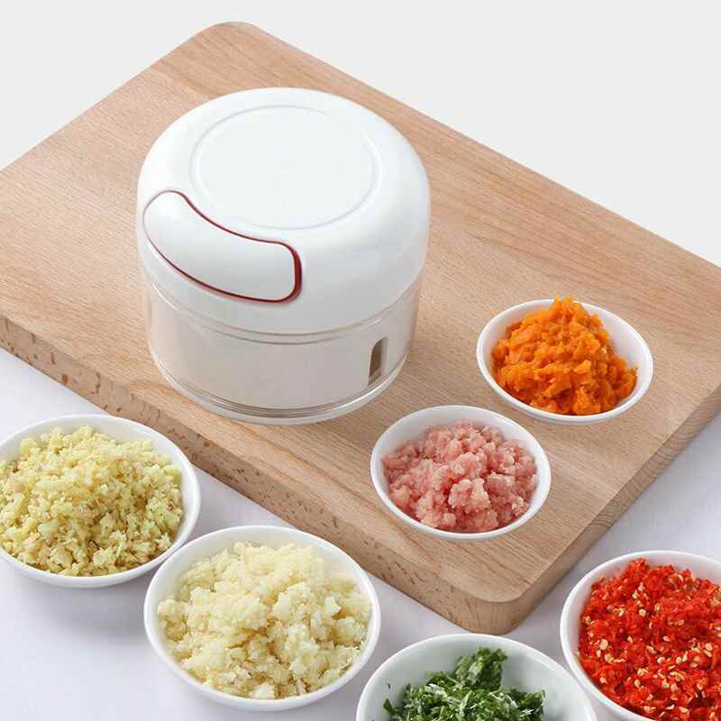 家用压蒜泥器婴儿宝宝辅食绞菜机迷你手动拉绳搅碎机厨房绞肉器