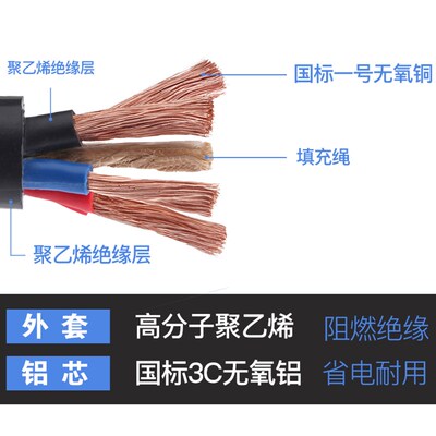 国标纯铜电源线YZW YZ2 3 4 5芯10 16 25 35平方铜芯橡胶软电缆线