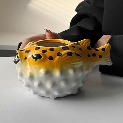 创意夏威夷提基陶瓷杯 个性酒吧动物鸡尾酒杯tiki杯子 可爱河豚