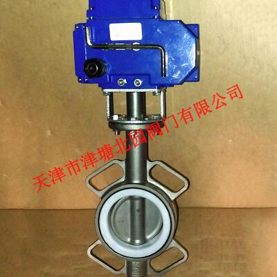 D971F4-10PB7电动全不锈钢衬氟对夹蝶阀电动不锈钢304四氟蝶阀
