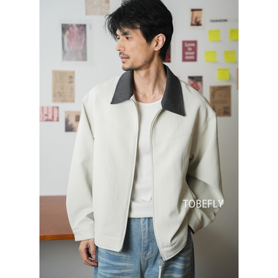 巴恩风撞色翻领夹克休闲百搭外套