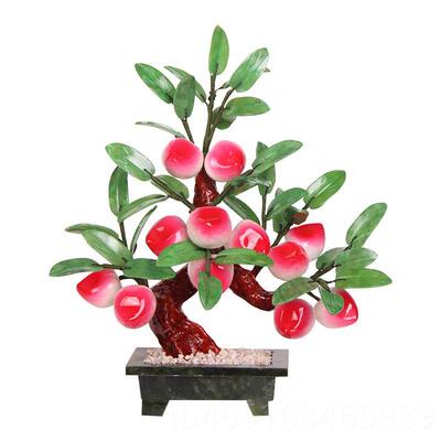 高档玉石多艺福件多寿桃树摆工蟠品送老人爷爷奶奶长辈桃祝寿贺寿