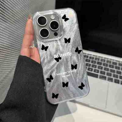 波点英文蝴蝶结苹果16promax华为P70荣耀300羽纱创意OPPOreno12小米14高级感手机壳VIVOIQOO13适用iPhone15硬