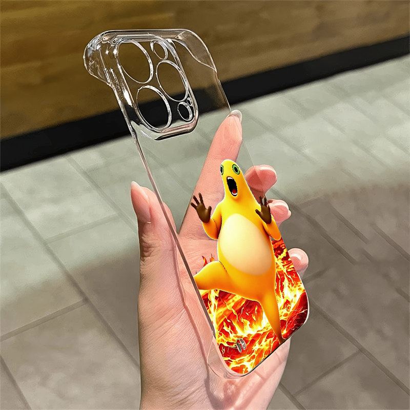 张嘴夏日炎炎奶龙14ProMax超薄13带支架iPhone17高级感华为Mate80透明无边框16Plus恶搞手机壳硬苹果15pm适用