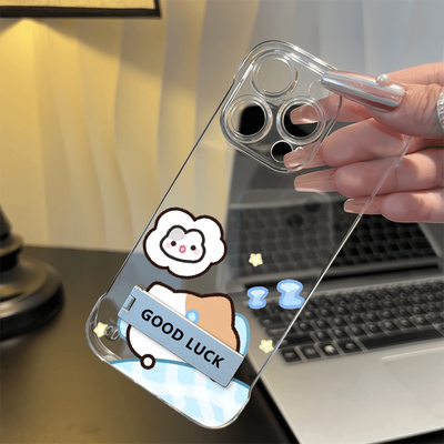 畅玩70plus带支架13超薄小米17Ultra情侣想猫猫iPhone16手机壳硬适用15ProMax透明无边框苹果14可爱VIVOx300s