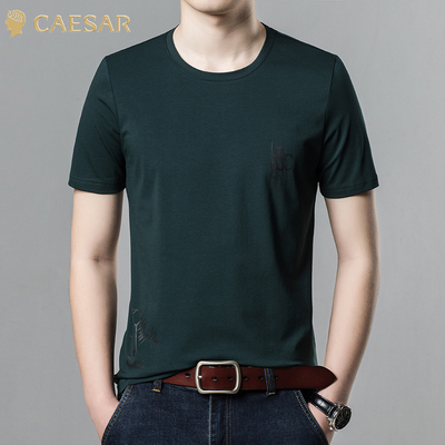 凯撒大帝2025年男士圆领纯色百搭中年商务时尚休闲爸爸装上衣男J