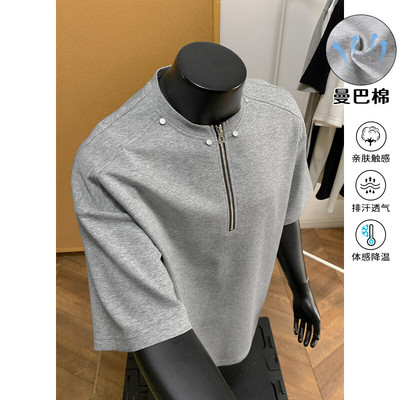 2026夏季新款曼巴棉复古大码铆钉短袖T恤T5183特P28建议零售价68