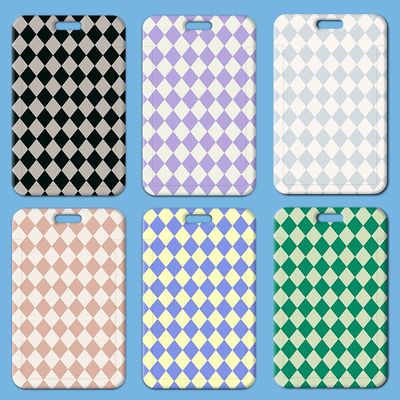 学生滑盖卡套菱形格子饭卡公交卡身份证件保护套门禁卡校园卡套厂牌挂脖卡套高颜值ins伸缩