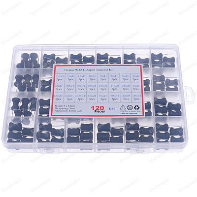 24种120个9*12直插工字型电感器2.2uH 33uH 68uH 470uH 1.5mH混装